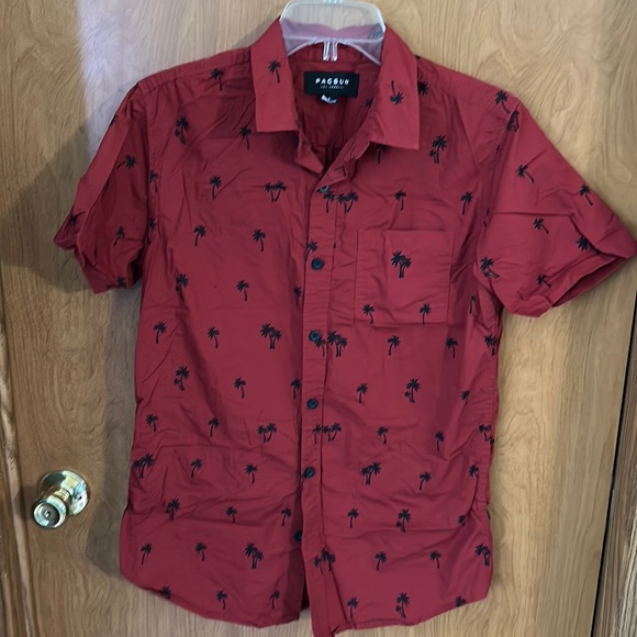 PacSun | Shirts | Pacsun Burgundy Red Button Down Shirt With Palm Trees ...